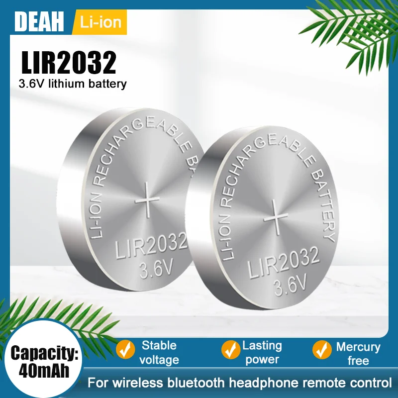 2 10PCS LIR2032 LIR 2032 3.6V Rechargeable Lithium Battery For Car ...