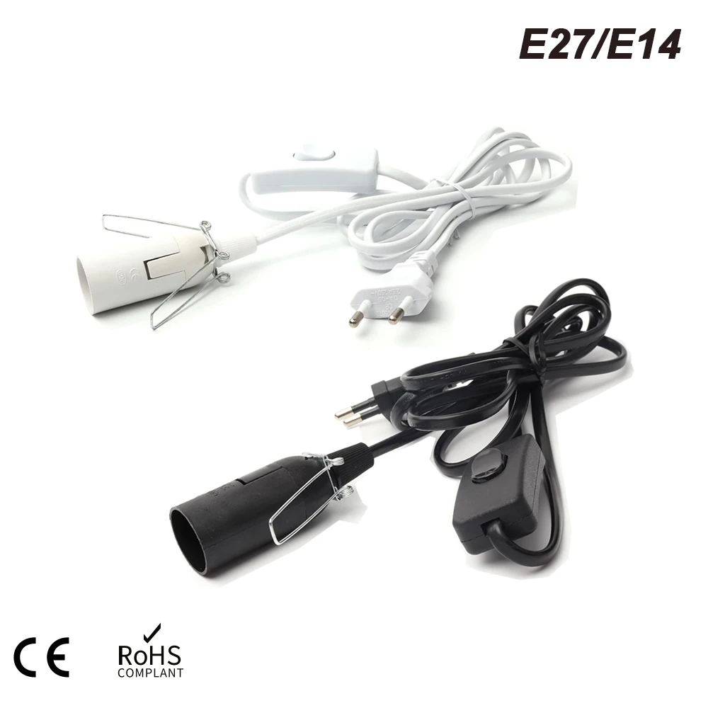 1-8m-EU-Power-Cord-Cable-E14-E27-Socket-Lamp-Base-With-Switch-Wire-For ...