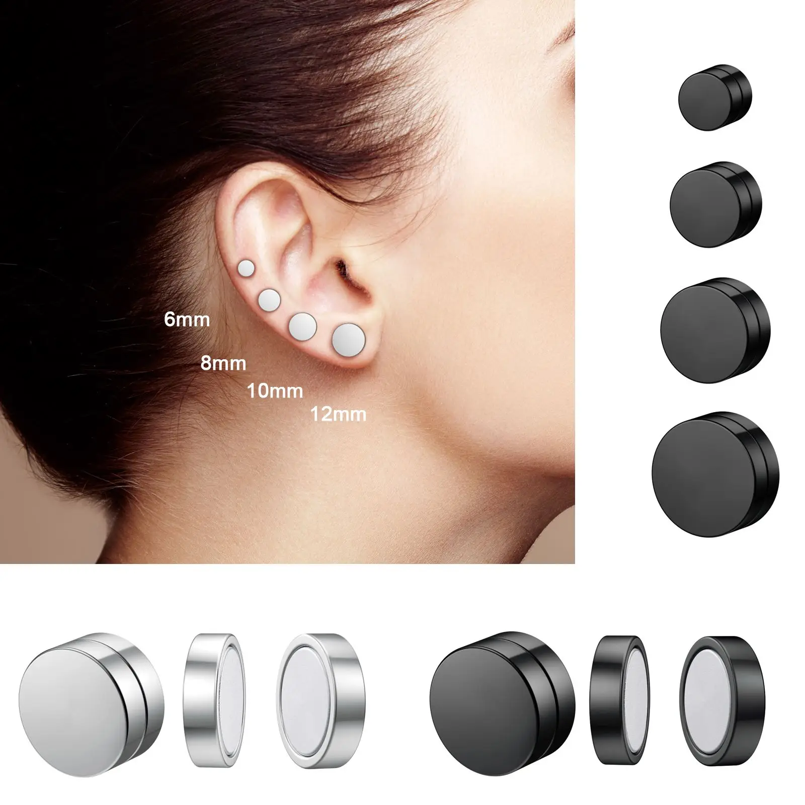 2pcs-Round-Beautiful-Circle-Non-Piercing-Strong-Magnet-Magnetic-Punk ...
