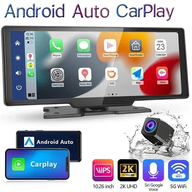 Carplay-Android-Auto-Car-DVR-Black-Box-10-26-Inch-Car-Screen-Dash-Cam ...