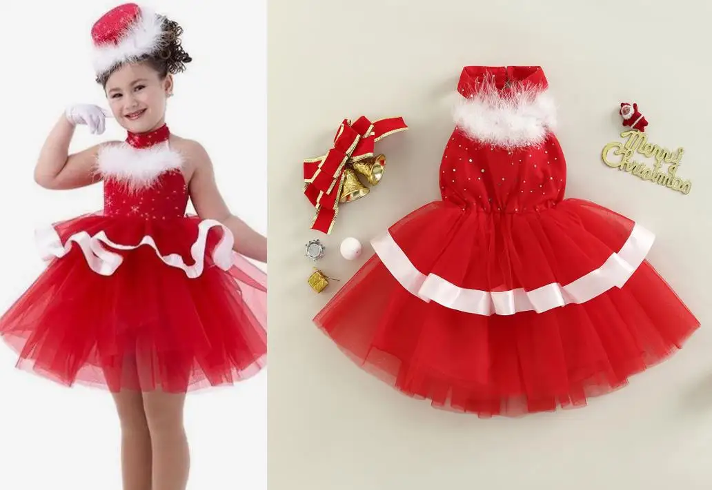Kids-Girls-Christmas-Dress-Sleeveless-Halterneck-Sequined-Tulle ...