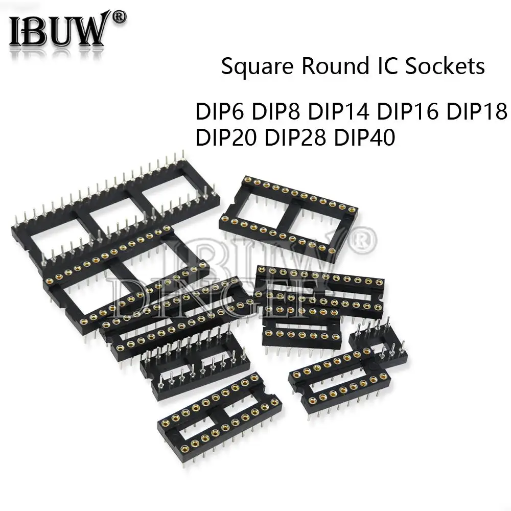 10PCS-Square-Round-IC-Sockets-DIP6-DIP8-DIP14-DIP16-DIP18-DIP20-DIP28 ...