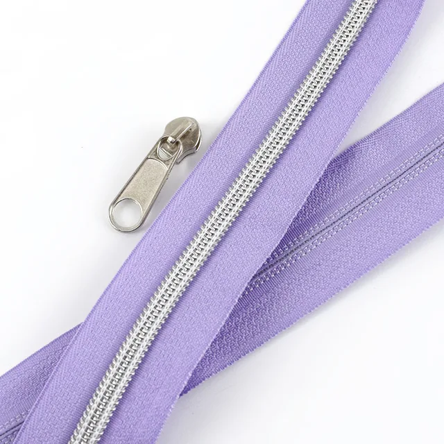 Meetee 4/8/10Meters 5# Nylon Zippers Silver Teeth Coil Zip with Slider ...