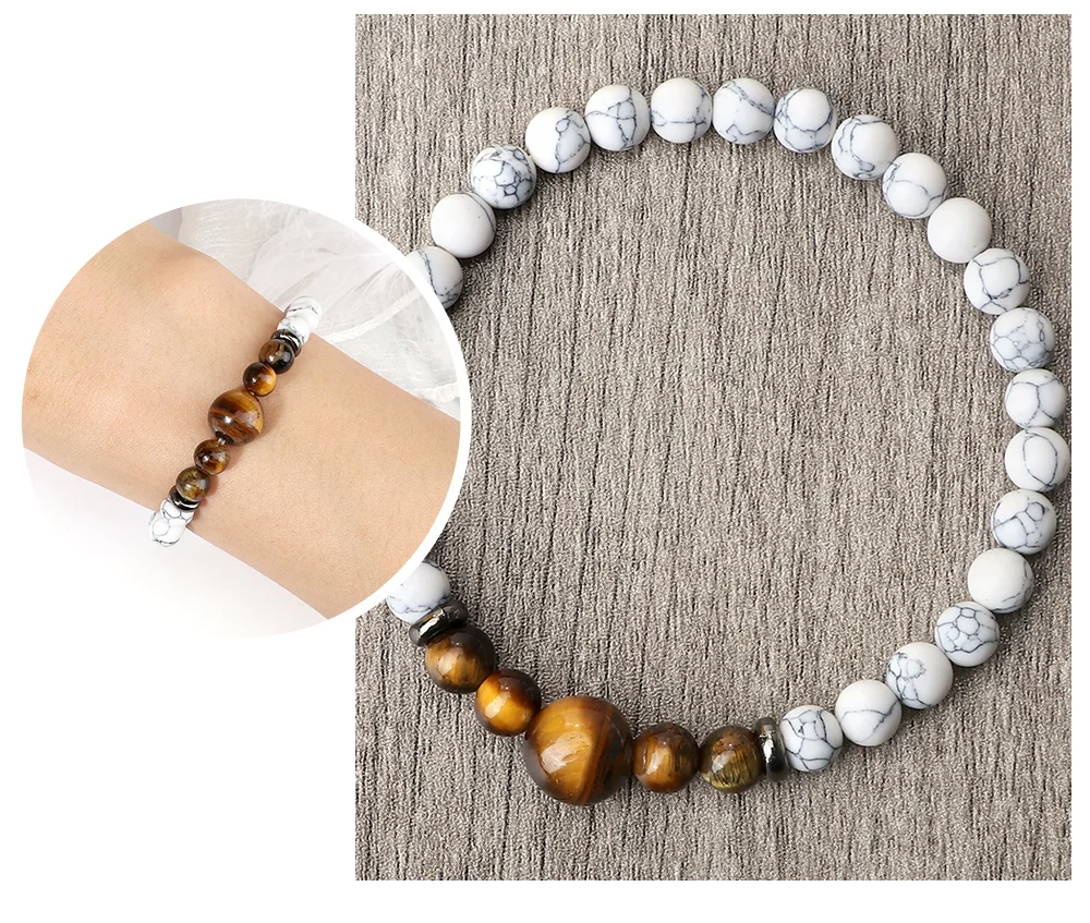 Bracelet en pierre de lave volcanique naturelle Vintage noir mat œil de ...