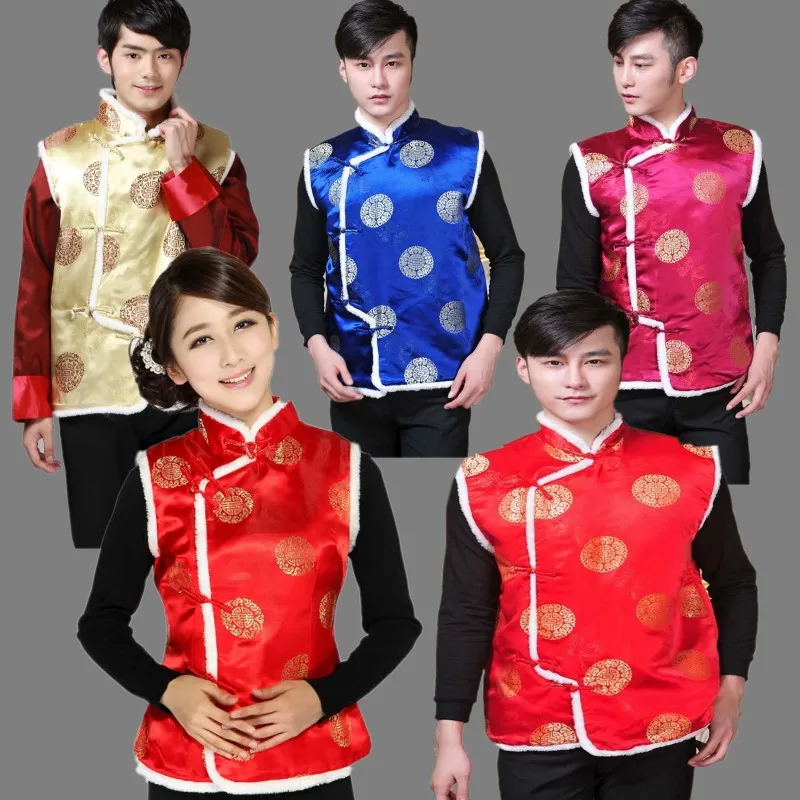 traditional chinese new year Men clothes vest Tang Dragon Phoenix Vest ...