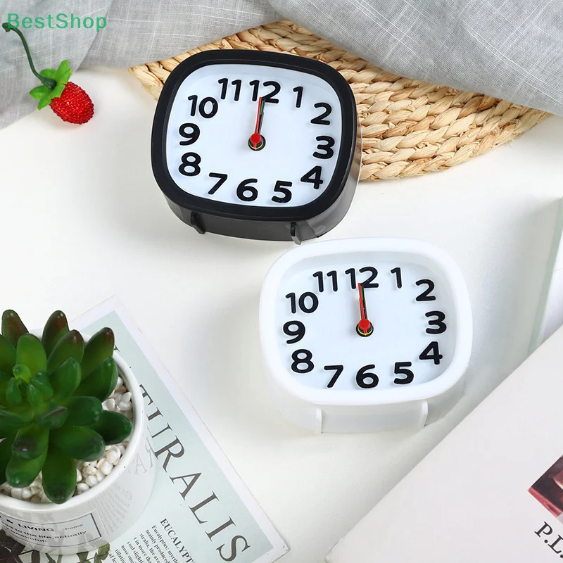 Creative Square Alarm Clock No Tick Quiet Number Clock Bedrooms Bedside ...