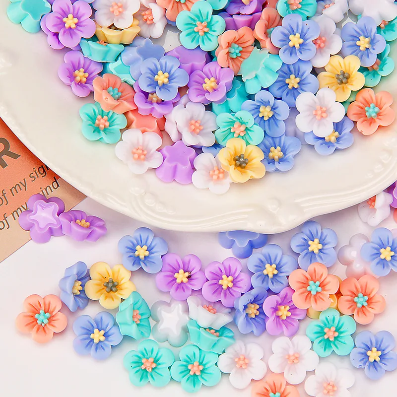 50Pcs-10mm-13mm-Resin-3D-Colorful-Morning-Glory-Flower-Gems-Flatback-Figurines-Scrapbook-Wedding ...