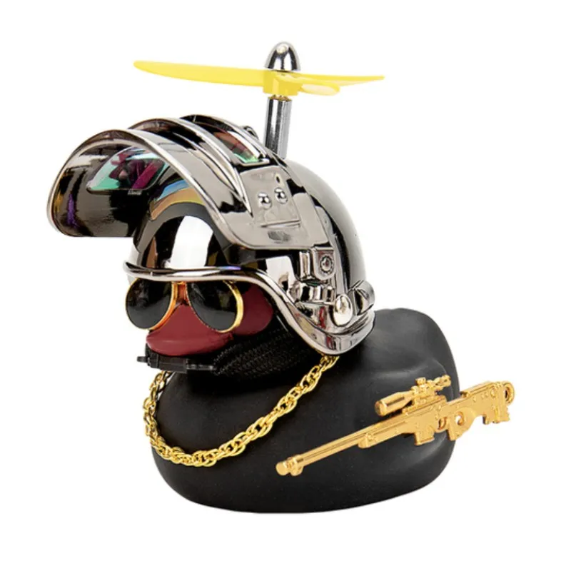 Broken-Wind-Rubber-Duck-Motor-Accessories-Yellow-Duck-with-Helmet-Auto ...