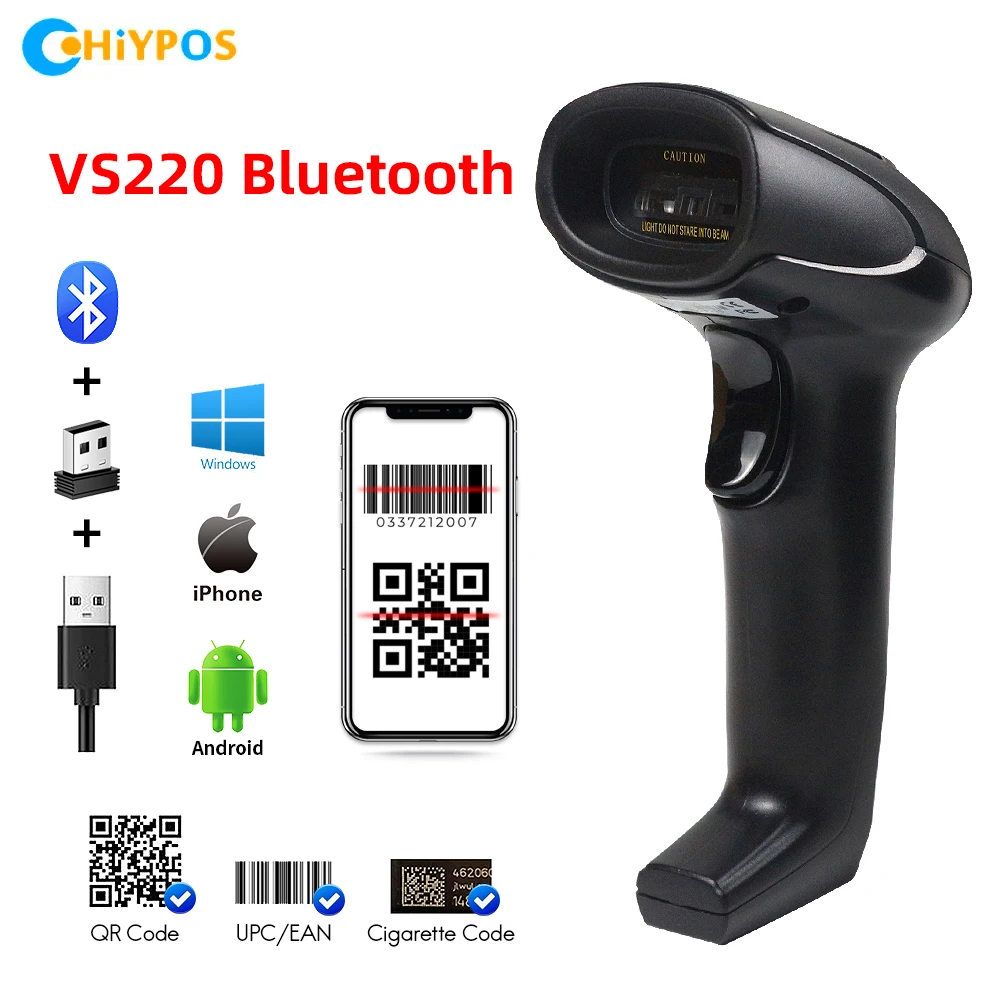 CHIYI VS210 Handheld Wirelress Barcode Scanner AND VS220 Bluetooth 1D ...