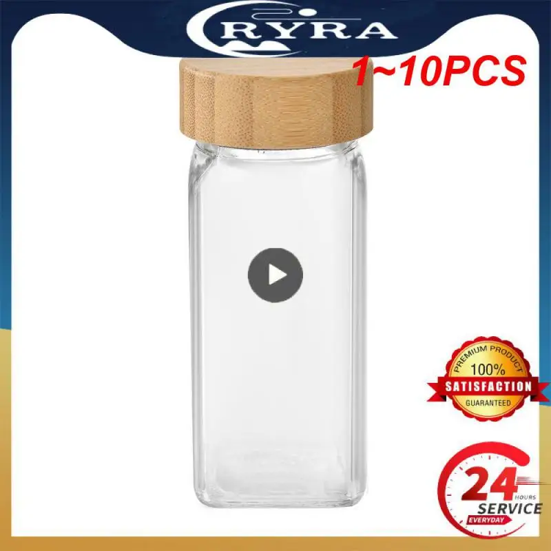 Pots-pices-en-verre-avec-couvercle-en-bambou-assaisonnement-beaucoup-de ...