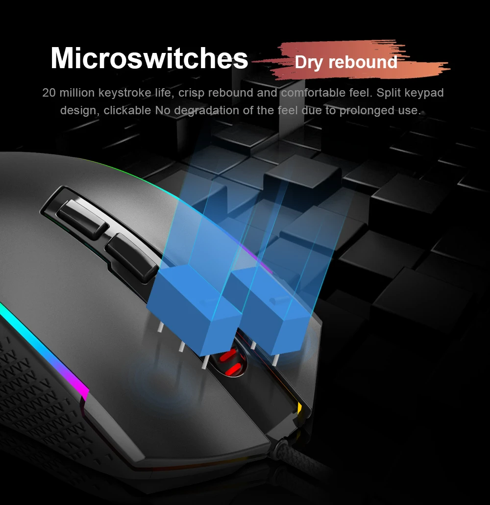 REDRAGON G106 USB RGB wired Gaming Mouse 8000 DPI 6 programmable game mice backlight ergonomic ...