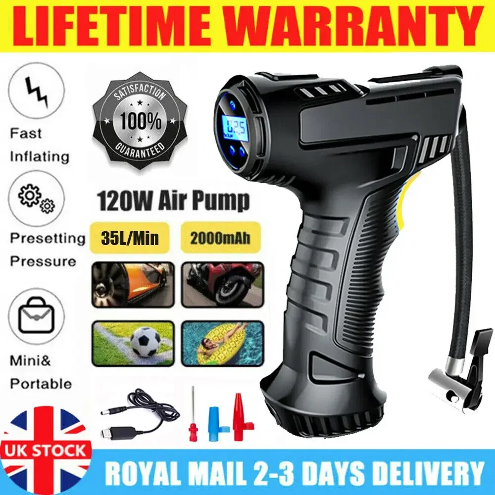 120W-Car-Tyre-Inflator-Handheld-Air-Compressor-Pump-Wireless-Car-Tyre ...