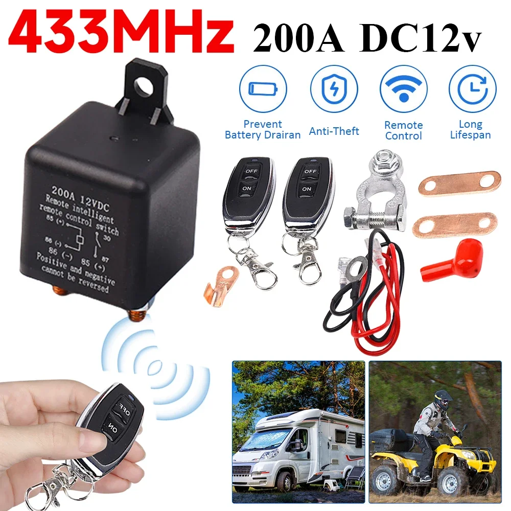 433MHz-Wireless-Remote-Control-Switch-12V-Car-Battery-Disconnect-Relay ...