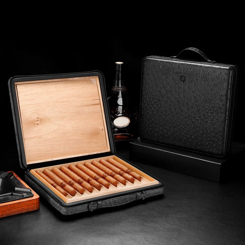 Portable-Humidor-Cigar-Moisturizing-Cedar-Wood-Lined-Leather-Cigar-Case ...