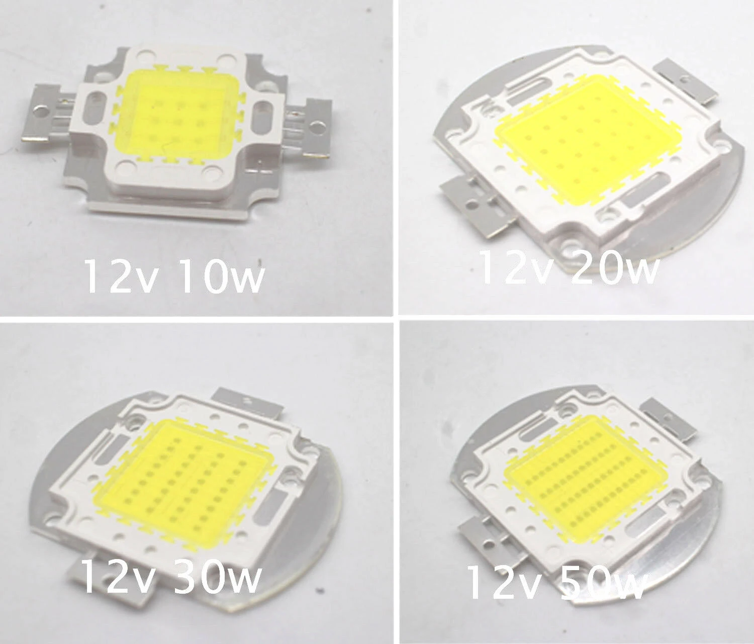 12v - 15v 10w 20w 30w 50w High Power Integrated Cob Led Lamp Diode Smd White Light Diy ...