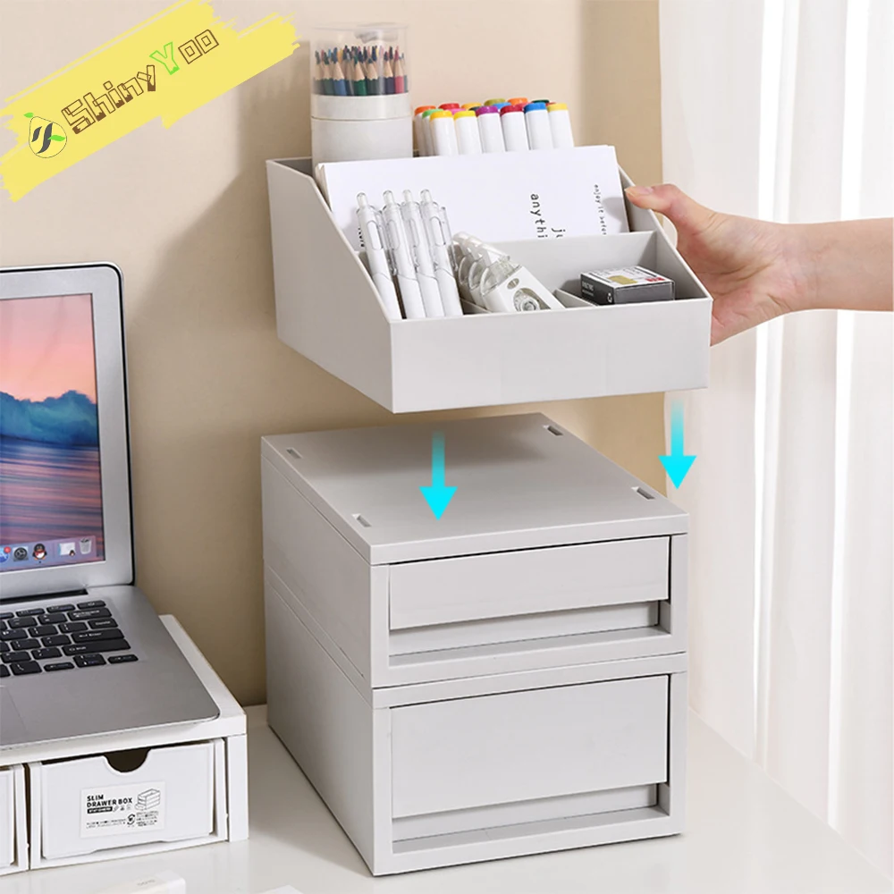 Desktop Organizer Box Office Stationery Cosmetic Makeup Storage Cabinet ...