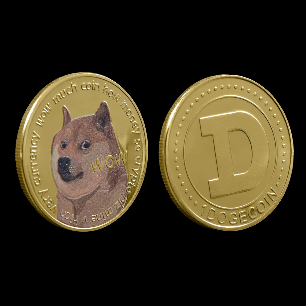 Engraçado dogecoin ouro prata doge moedas comemorativas coleção wow cão ...