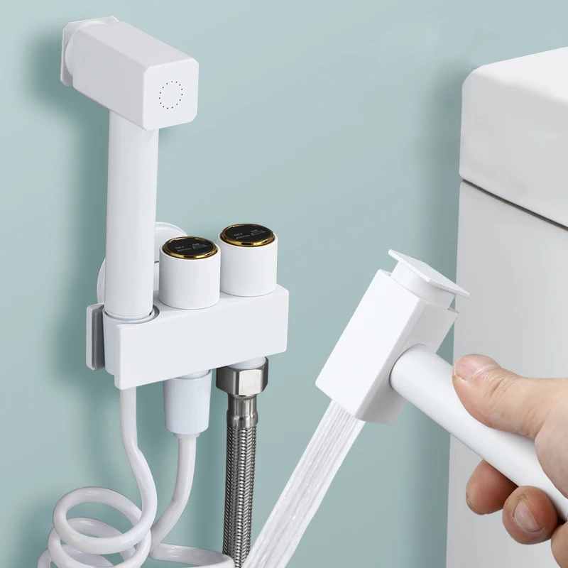 Hand-Held-Bidet-Sprayer-Douche-Toilet-Kit-Bidet-Faucet-White-Square ...
