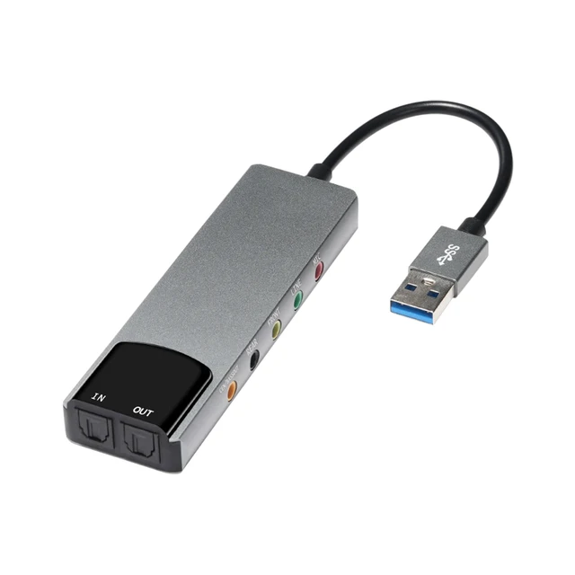 Aluminium Alloy USB Sound Card 6 Channel Professional 5.1 Optical ...