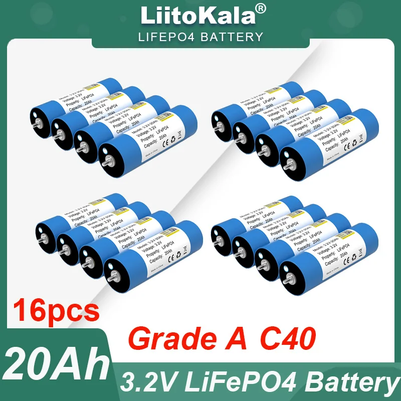 16pcs-LiitoKala-3-2V-20Ah-LiFePO4-Battery-phosphate-Cell-for-4S-12V-24V ...