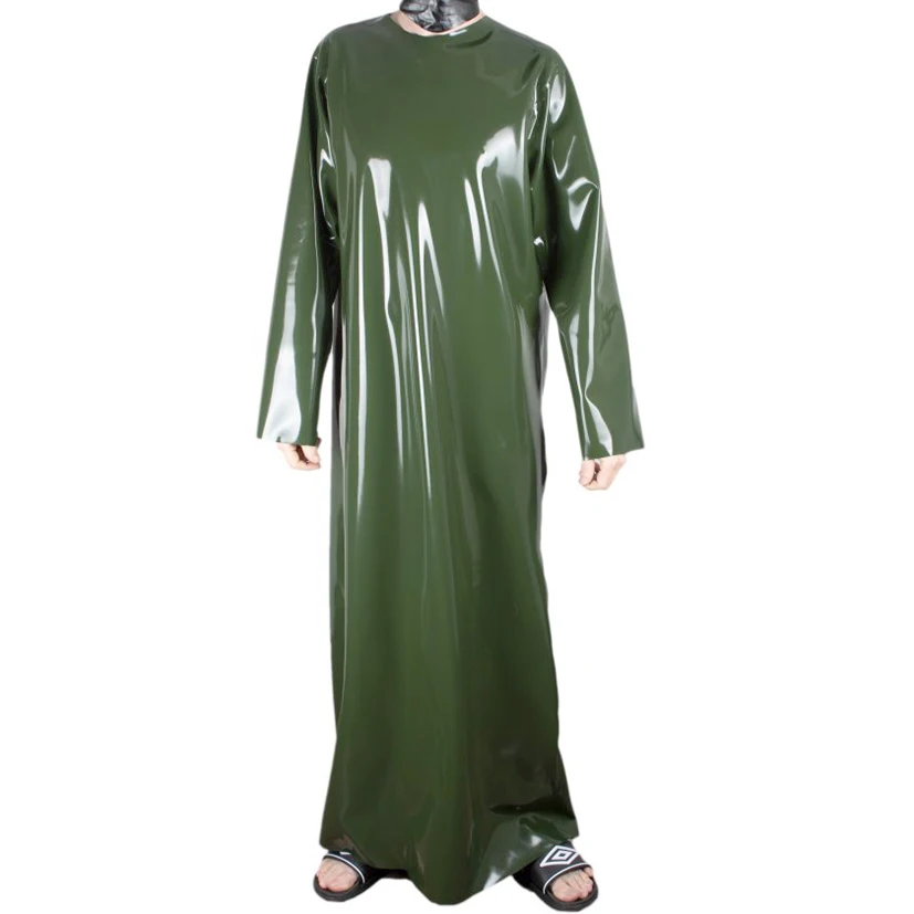 Olive-Gr-n-Sexy-Pullover-Lange-Latex-Pyjama-Nightgrown-Ohne-Rei ...