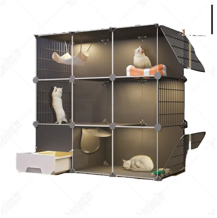 Super-Large-Free-Space-Cat-House-Home-Indoor-Cat-Villa-Litter-Box ...