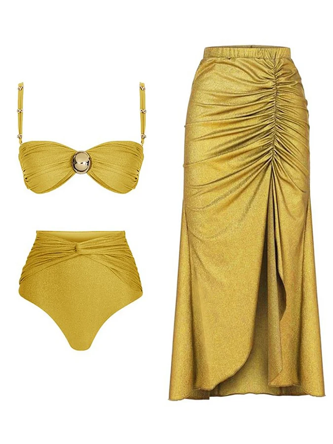 High Waist Bikini Swimsuit And Sarong