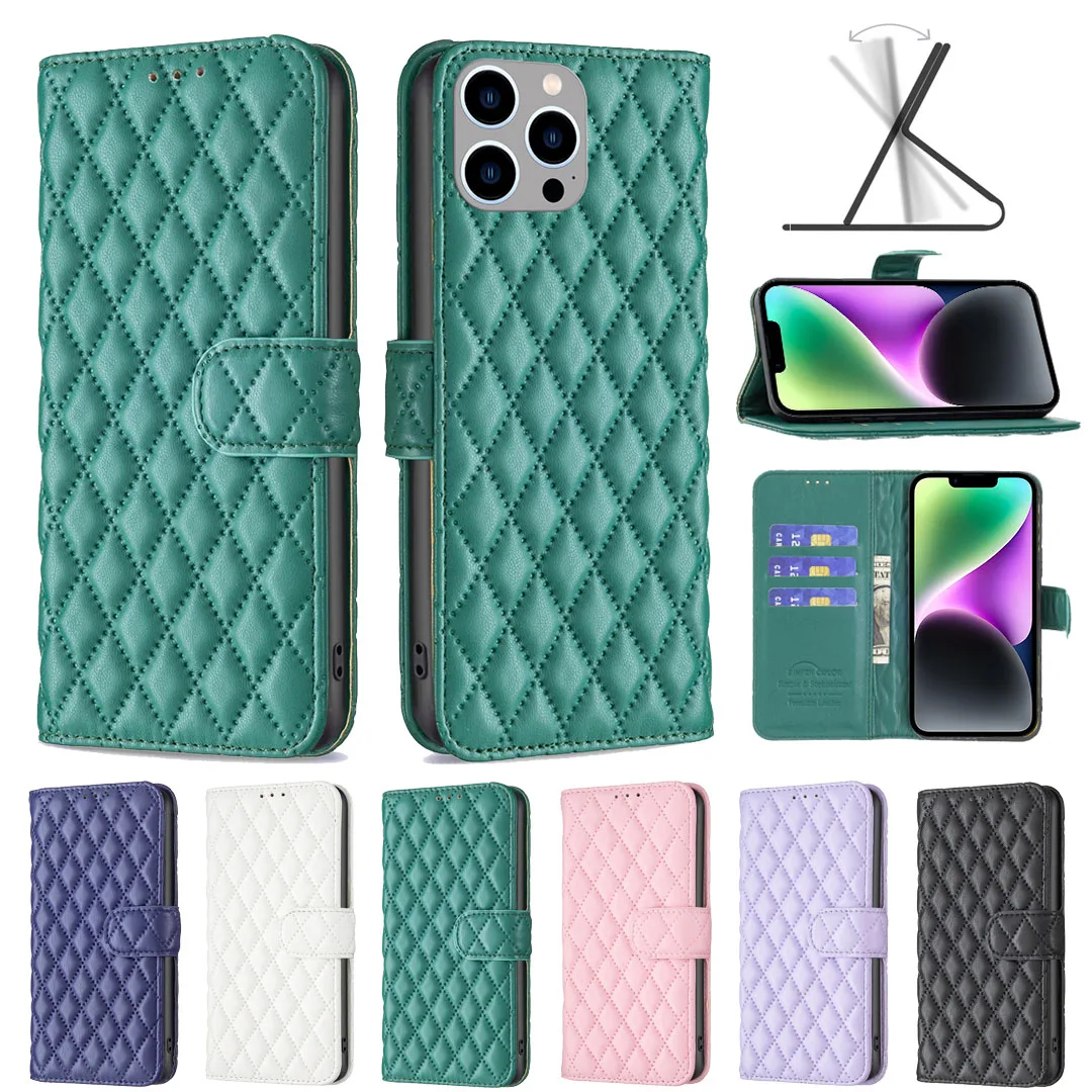 Rhombic-Lattice-Wallet-Case-for-iPhone-15-15-Pro-Max-15-Plus-14-Pro-Max ...