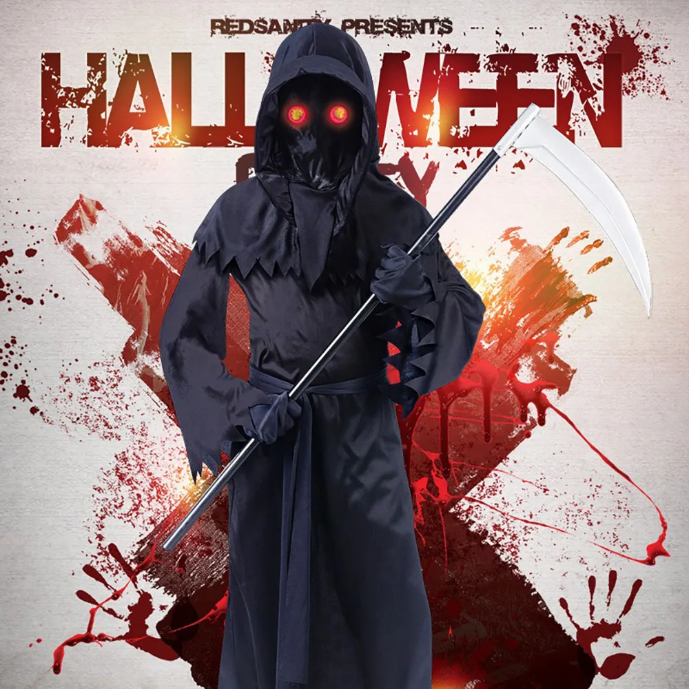 Halloween-Party-Cosplay-Children-Adult-Death-Black-Cloak-Luminous-Eyes ...