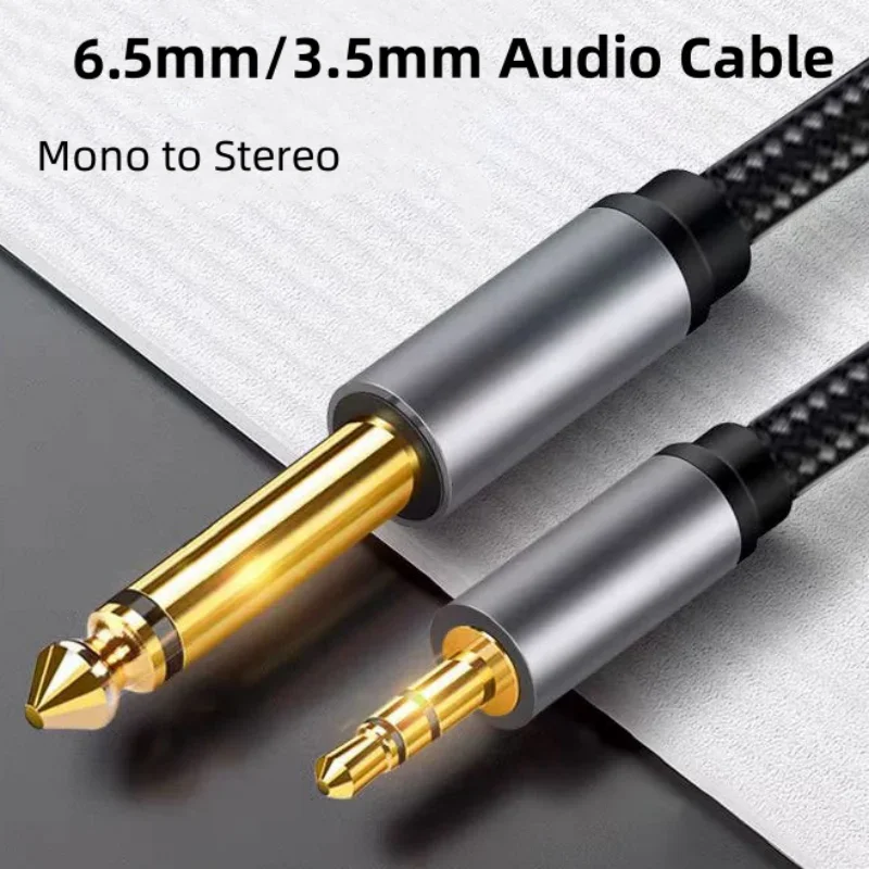 6.5mm Mono to 3.5mm Stereo 1/8 TRS to 1/4 TS Interconnect AUX Adapter ...