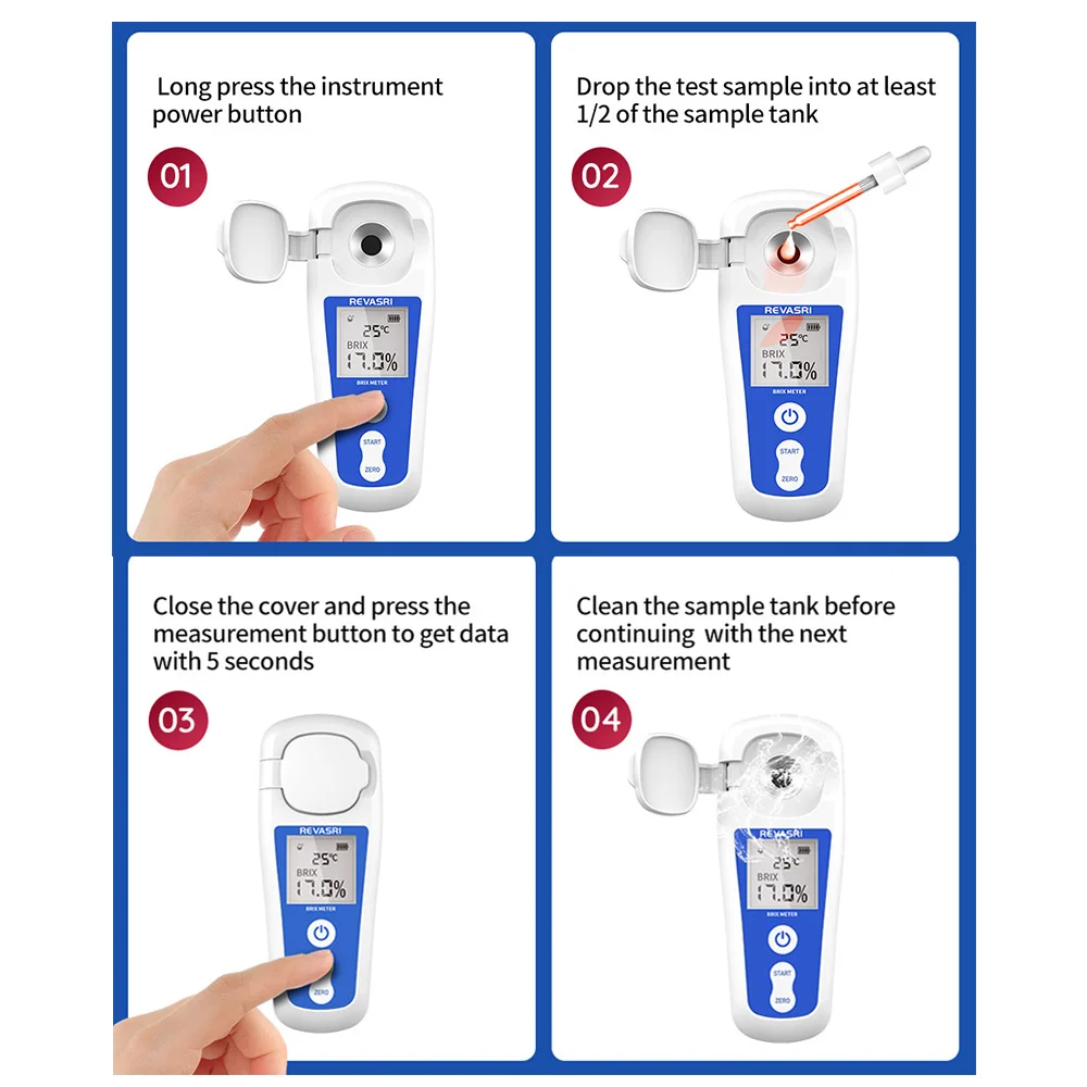 REVASRI BM04S Digital Brix Refractometer Rechargeable Brix Meter