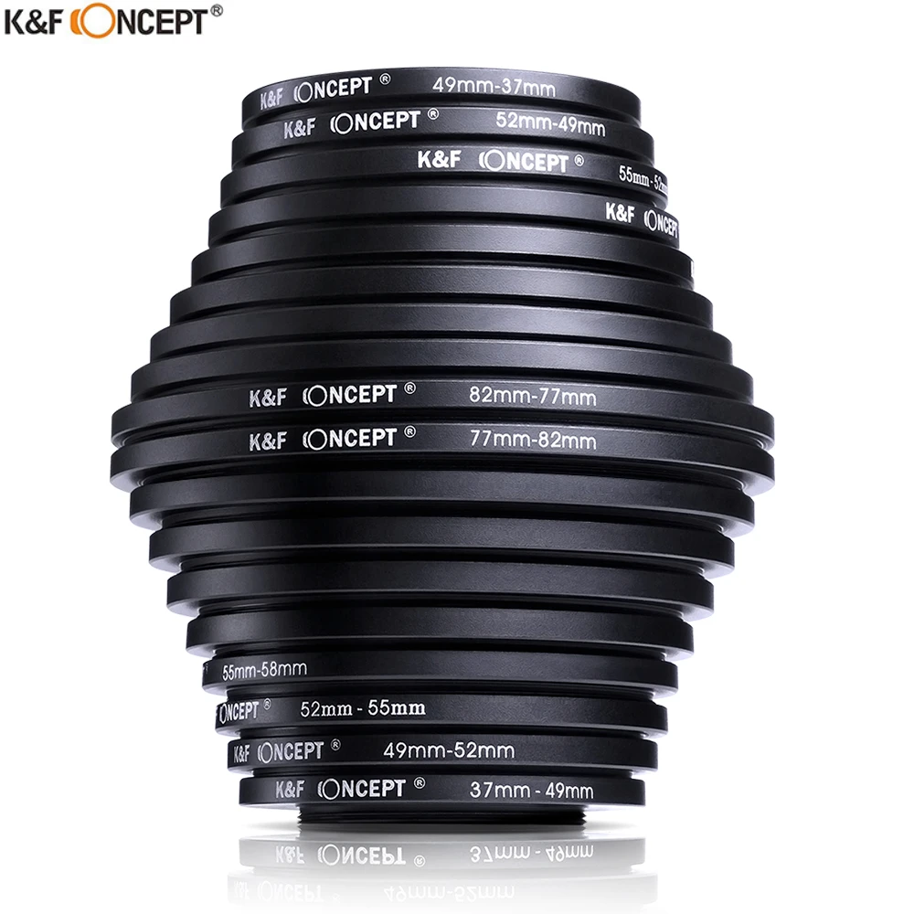 K&F Concept 18pcs Camera Lens Filter Step Up/Down Adapter Ring Set 37 ...