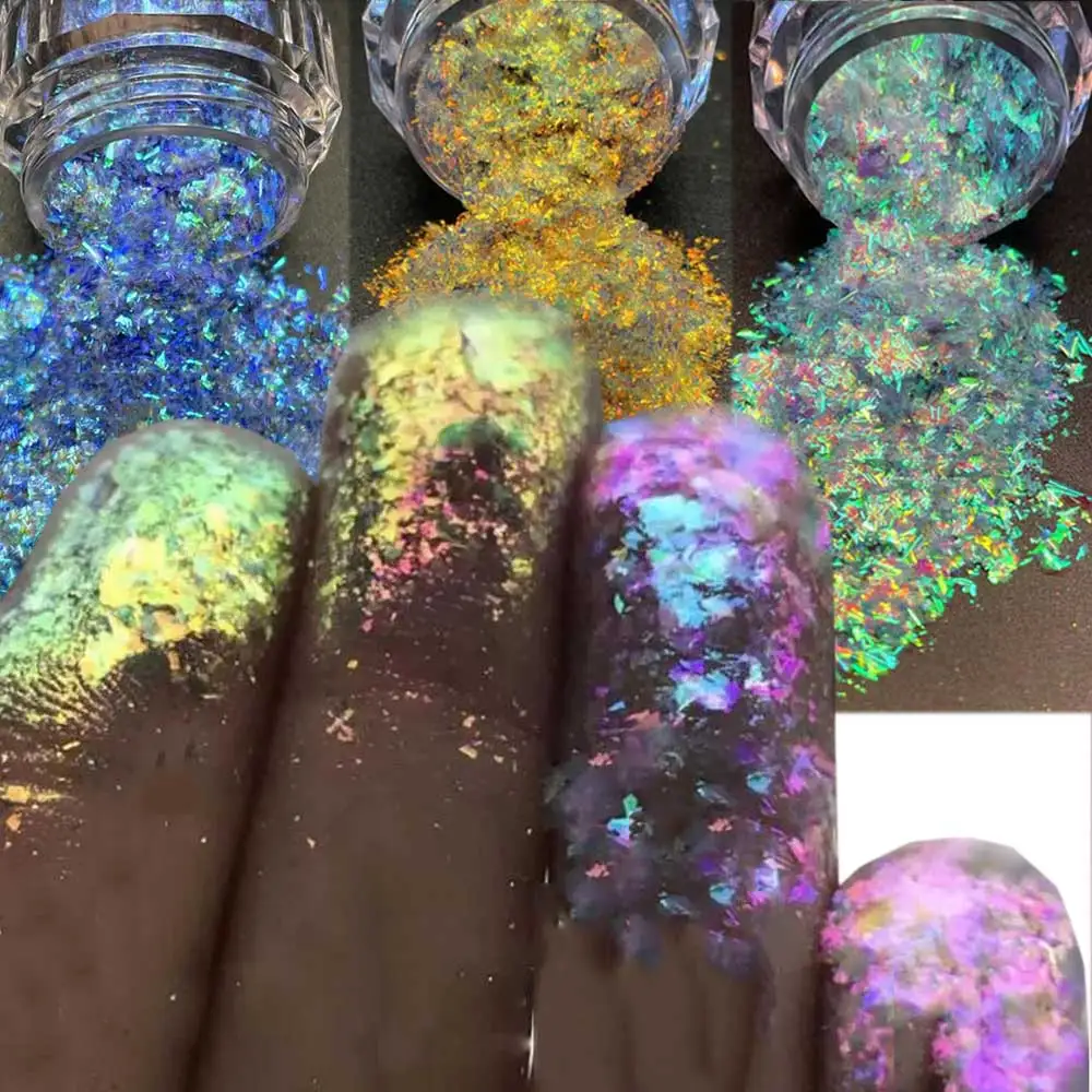1*Nail Chameleon Glitter Flakes Multi-Chrome Holographic Nail Powder ...