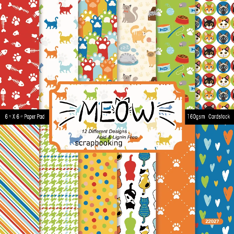 KSCRAFT 12 Sheets Cute Cat Scrapbooking Pads Paper Origami Art ...