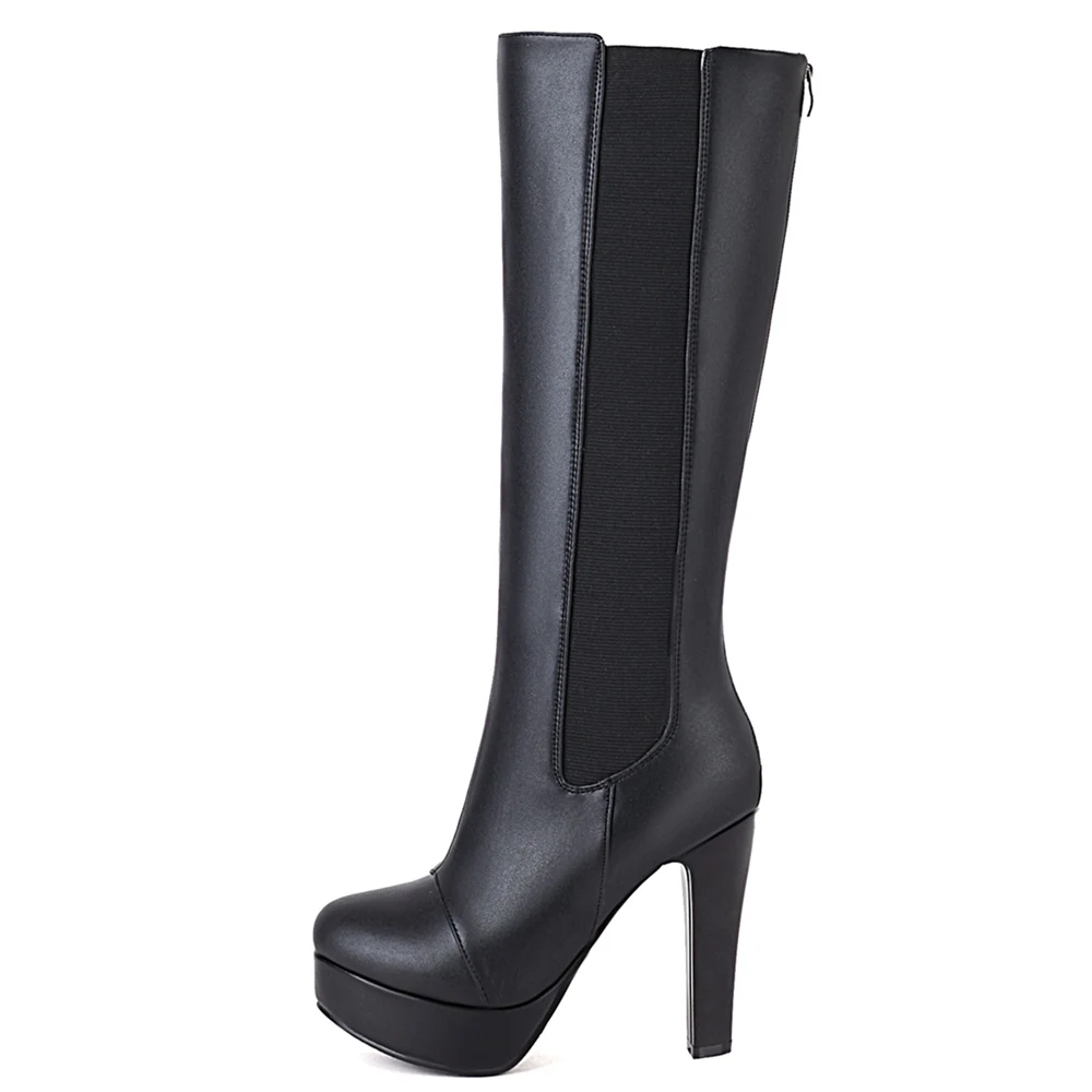 Autumn-Winter-Women-s-High-Boots-Platform-Black-Knee-Boot-High-Heels ...