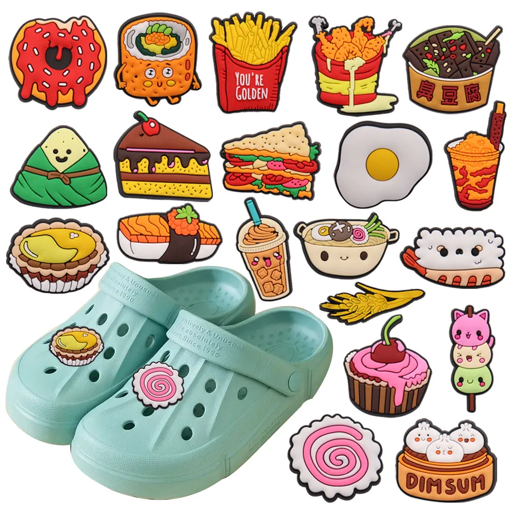 1-20Pcs PVC Dim Sum Sandwich Sushi Egg Kids Shoe Charms Accessories ...
