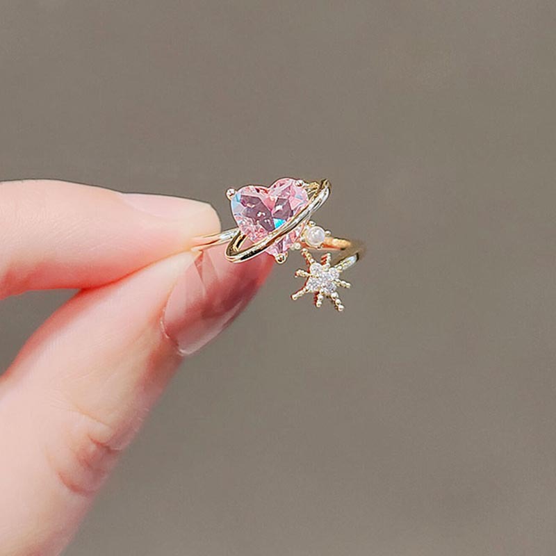 Sterling Silver Pink Heart Ring | Dagiba Jewelry