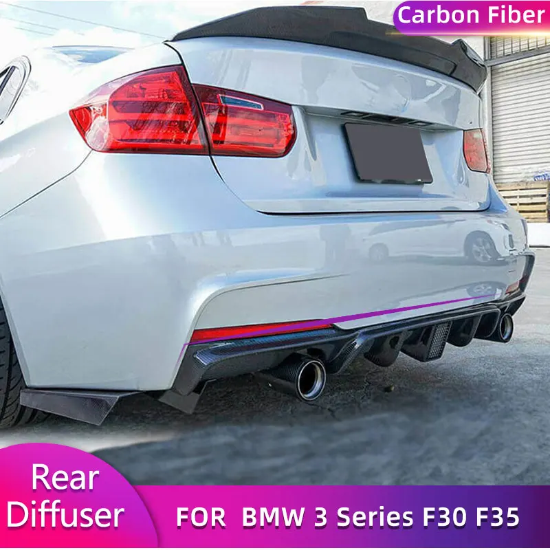 Carbon Fiber FRP Car Rear Diffuser Lip With LED Light For BMW 3 Series ...