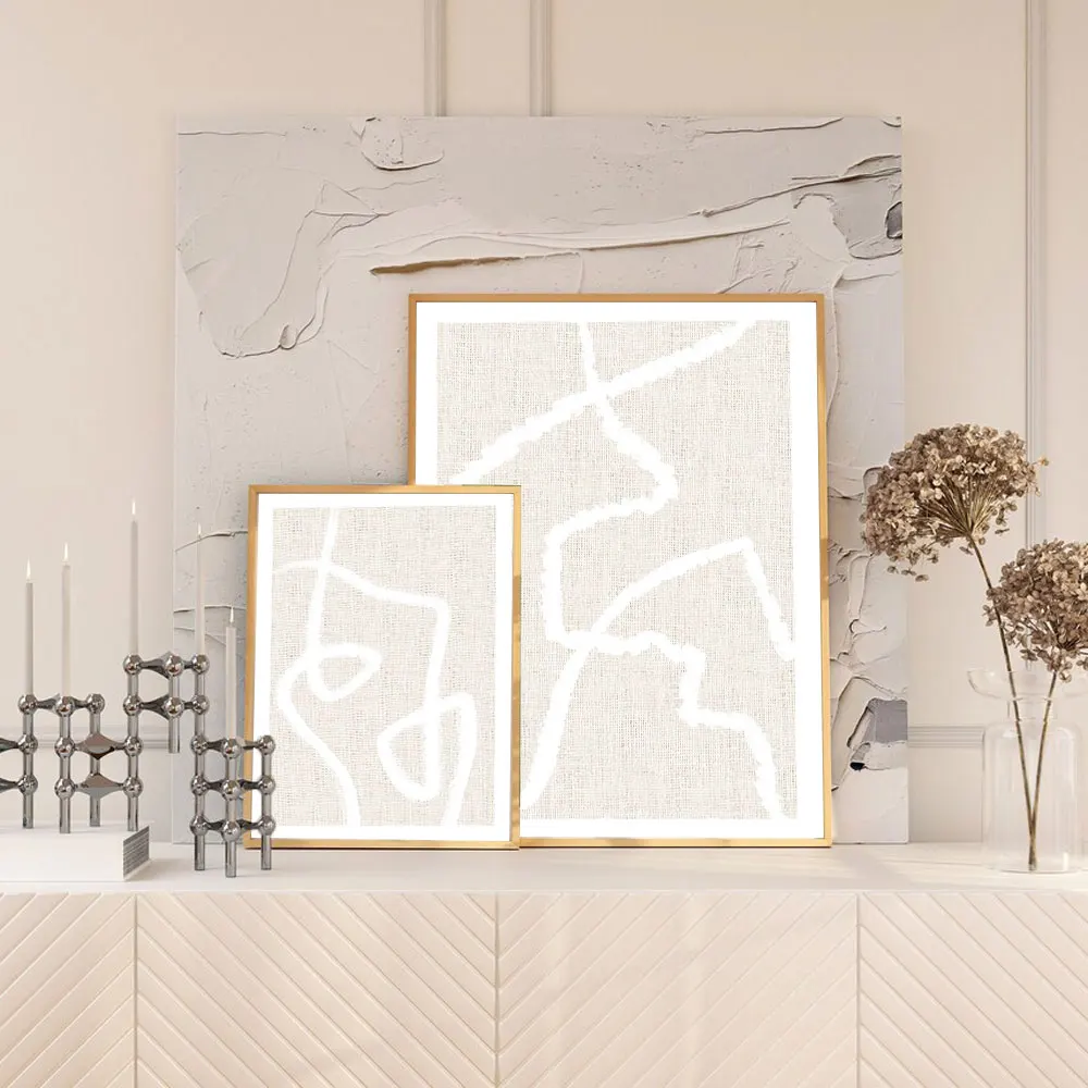 Abstract-Beige-Line-Drawing-Poster-Nordic-Canvas-Painting-Minimalist ...