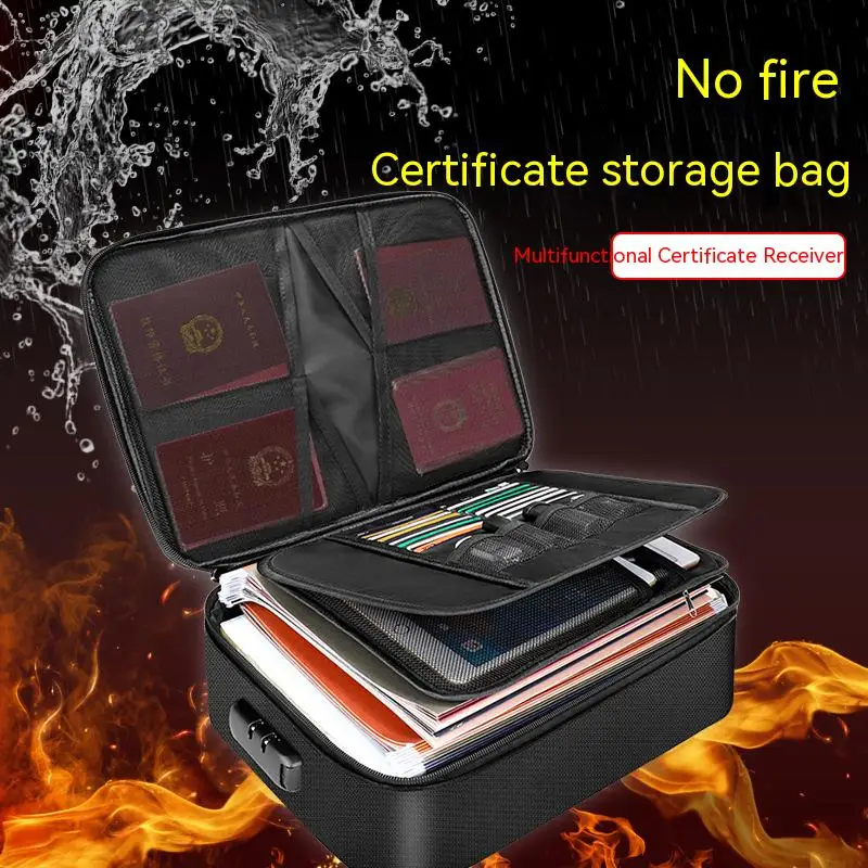 36cm*27cm*10cm File Organizer Bag with Lock, Fireproof Document ...
