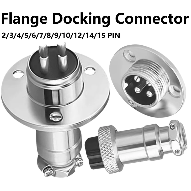 GX12/16/20 2/3/4/5/6/7/8/9/10/12/14Core15 Pin Flange Type Male&Female ...