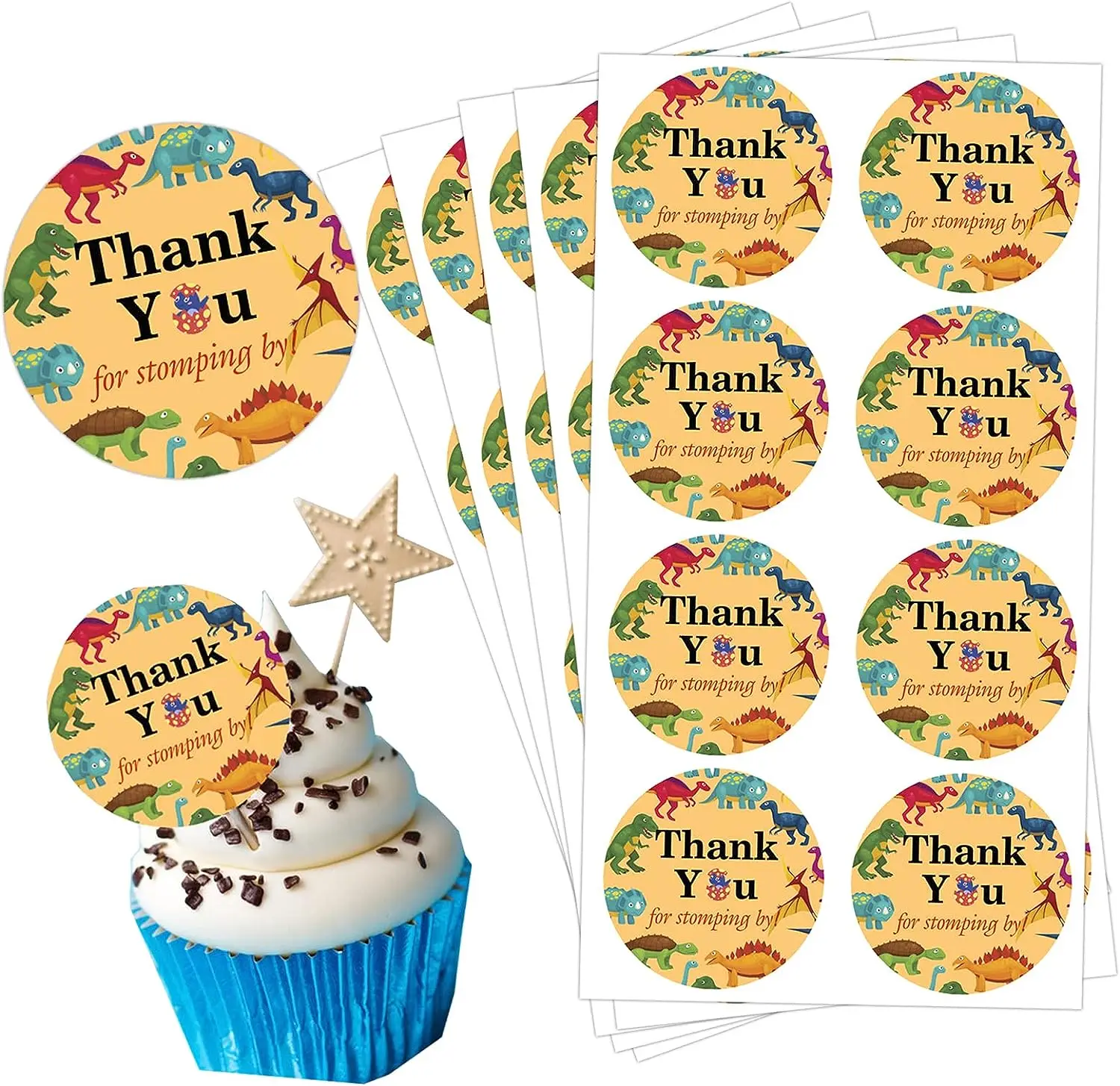 80Pcs-Cute-Dinosaur-Stomping-by-Thank-You-Stickers-Thank-You-Stickers ...