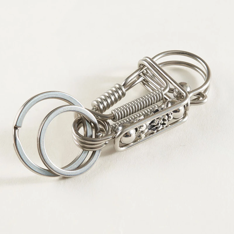 Stainless Steel Handicraft Key Buckle Engraved Divine Beast Matte Bead ...