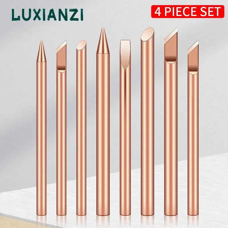 LUXIANZI 외부 열 납땜 인두 팁, B C D K 순수 구리 납땜 헤드, 교체 팁 용접 수리 도구, 30w, 40w, 60w, 4 개