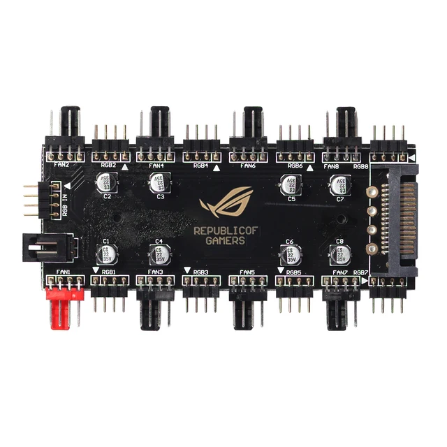 1 to 8 Splitter RGB PWM Hub PC Speed Controller Adapter Dimming ...