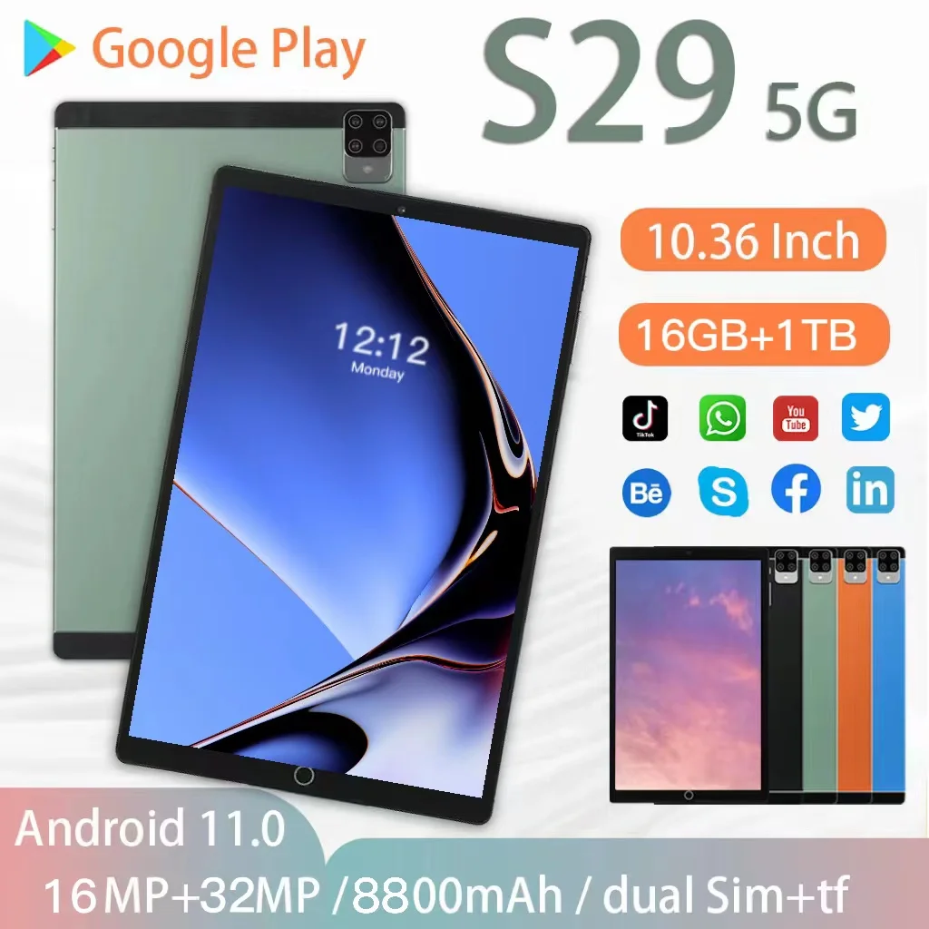 Tab S29 Tablet 10.36 inch 16GB 1TB Android11 8800mAh Tablet PC 4G WIFI LTE Phone Call Tablets ...