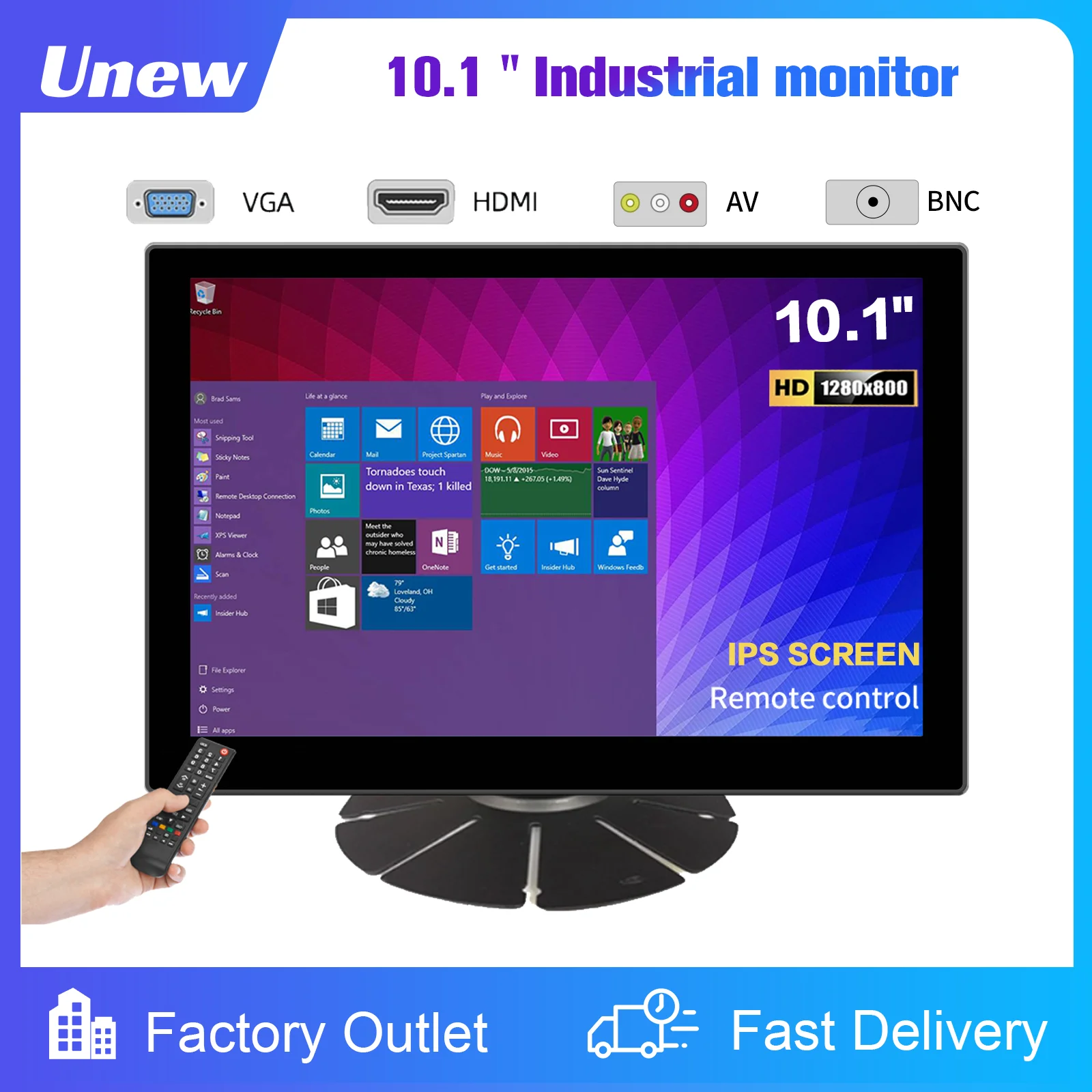 10.1 inch Monitor FHD 1280X800 Industrial Display for Office Home ...