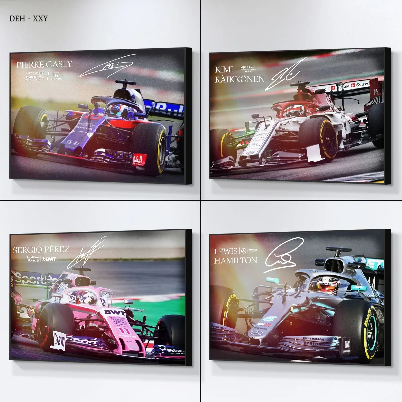Formula-1-Racing-Car-Posters-and-Prints-Racer-Autograph-Wall-Art-Canvas ...