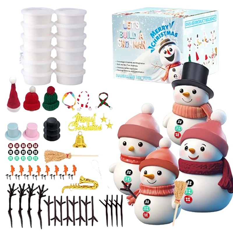12Pack-Modeling-Clay-DIY-Snowman-Kit-Air-Dry-Clay-Snowman-Crafts-For ...