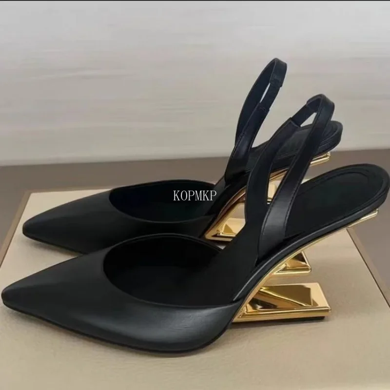 Fashion-Shaped-Heel-Pointed-Toe-Shoes-Novelty-Design-Leather-Sandals ...